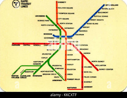 This 1973 MBTA rapid transit map card provides a historical snapshot of ...