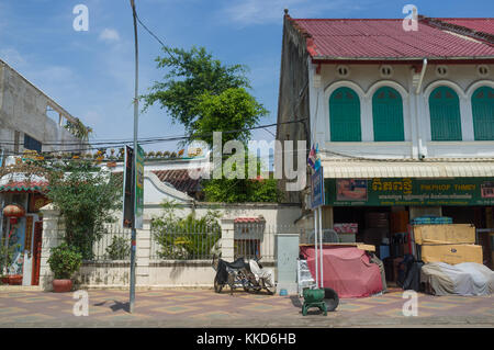 French colonial buildings and Chinese shophouses along street 1 of ...