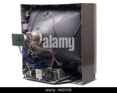 Back of old television cathode tube isolated on white Stock Photo - Alamy