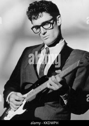 Buddy Holly, pioneer American rock and roll musician in 1957. Holly ...