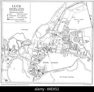 A historical map of Lutsk, Ukraine, from 1910, showcasing the city's ...