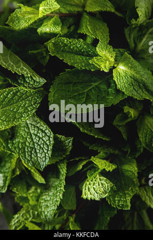 Fresh mint leaves. Italian herbs. Dark background Stock Photo - Alamy