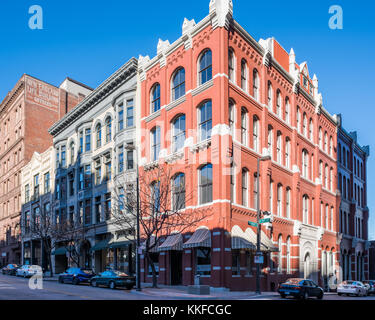 Old brick building in Midwest city on a beautiful sunny afternoon ...