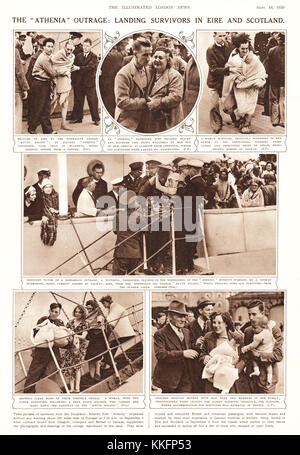 1939 Illustrated London News Sinking of the SS Athenia Stock Photo - Alamy