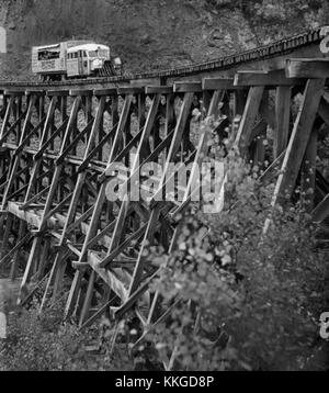 Galloping Goose 3, a historic narrow-gauge railcar, operating in 1949 ...