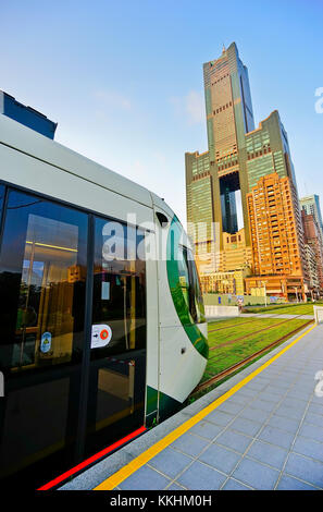 Kaohsiung, Taiwan - April 15, 2017: View of a modern tram station at ...
