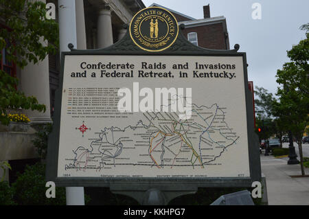 This historical marker commemorates the First Kentucky Cavalry, a ...