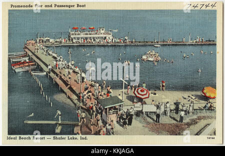 Promenade Pier and passenger boat, Ideal Beach Resort -- Shafer Lake ...