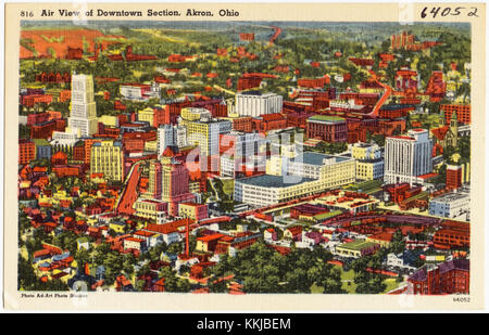 Air view of Downtown section, Akron, Ohio , Cities & towns, Tichnor ...