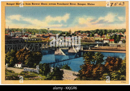 Bangor skyline from Brewer Shore across Penobscot River, Bangor, Maine ...