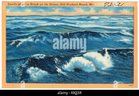 Swells about to break on the ocean, Old Orchard Beach, Me. , Seas ...