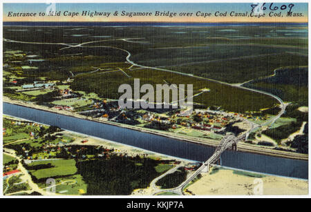 Entrance to Mid Cape Highway & Sagamore Bridge over Cape Cod Canal ...