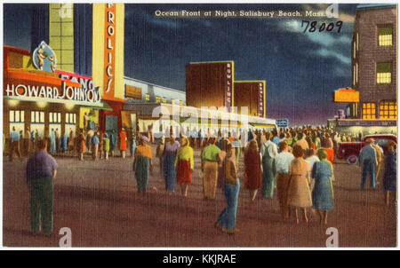 Ocean front at night, Salisbury Beach, Mass. , Cities & towns, Tichnor ...