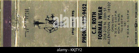 1965 - Roth Formal Wear - Matchcover Stock Photo - Alamy