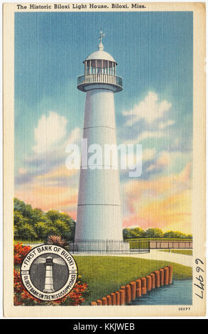 The landmark historic Biloxi Lighthouse at Biloxi, Mississippi Stock ...
