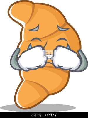 Cute croissant character with happy or sad emotions, panic, loving or ...