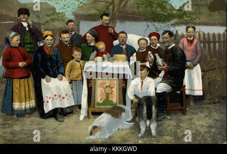 This vintage Russian Easter postcard features traditional religious ...