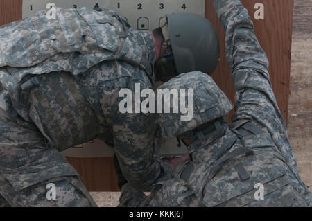 U.S. Army Reserve Soldiers with the 961st Engineer Battalion, provide a ...