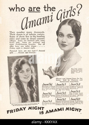 1927 UK Magazine Amami Shampoo Advert Stock Photo - Alamy