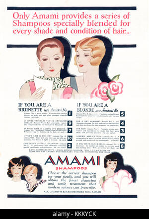 1927 UK Magazine Amami Shampoo Advert Stock Photo - Alamy