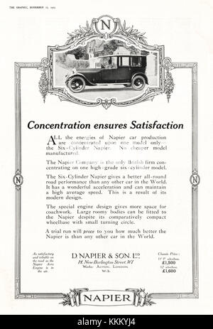 1923 UK Magazine Napier Cars Advert Stock Photo - Alamy