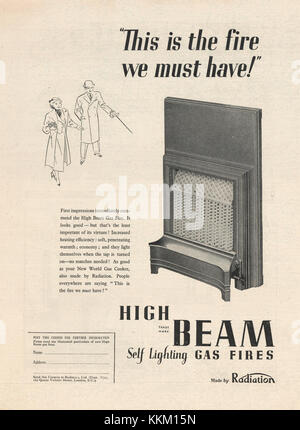 1937 UK Magazine High Beam Gas Fires Advert Stock Photo - Alamy