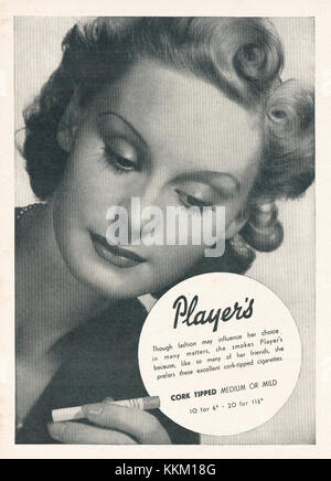 1937 UK Magazine Player's Cigarette Advert Stock Photo - Alamy