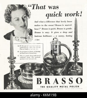 1937 UK Magazine Brasso Metal Polish Advert Stock Photo - Alamy