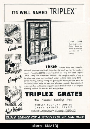 1937 UK Magazine Triplex Grates Advert Stock Photo - Alamy