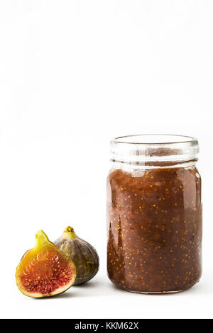 Fig jam isolated on white background Stock Photo - Alamy