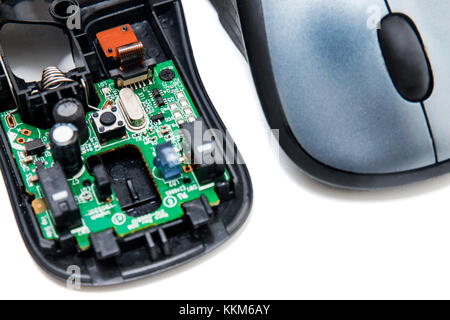 Circuit board inside an optical mouse, computer peripheral device Stock ...