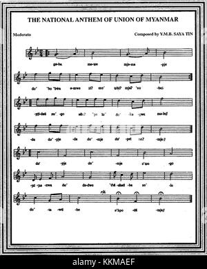 Sheet music of 'Kaba Ma Kyei', a traditional song from Myanmar ...