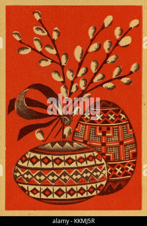 This Old Russian Easter postcard depicts traditional Easter themes ...