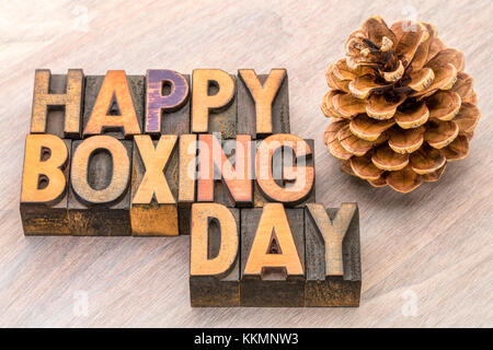Happy Boxing Day word abstract in vintage letterpress wood type with a ...