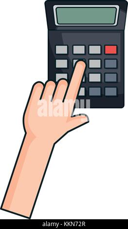 hand user with calculator device isolated icon vector illustration ...