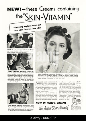 1938 UK Magazine Pond's Skin Cream Advert Stock Photo - Alamy