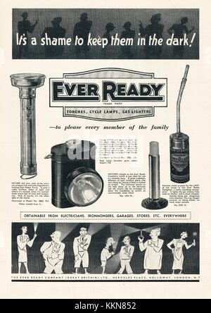 1938 UK Magazine Ever Ready Gas Lighters Advert Stock Photo - Alamy
