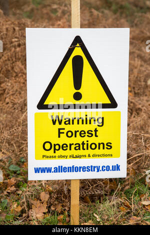 Forest Operations Warning Signs Forestry Commission Stock Photo - Alamy