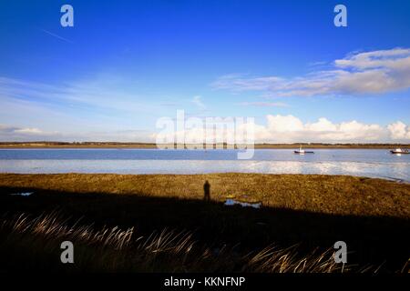 River wall between the River Deben and Kingsfleet tributary, Falkenham ...