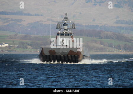 KNM Skudd (P962), a Skjold-class coastal patrol vessel of the Norwegian ...