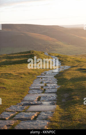UK, Mam Tor, the pathway along the 'Great Ridge' from Mam Tor Stock ...
