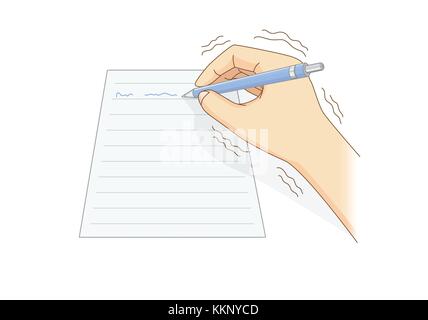 Hand have tremor symptom while writing with a pen Stock Vector Image ...