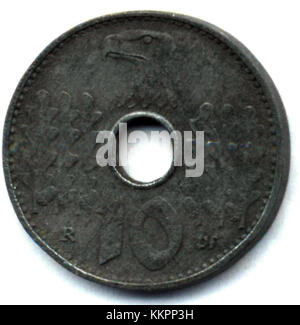 The 5 rpf obverse refers to the reverse side of a German coin featuring ...