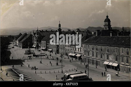 This postcard depicts Glavni trg, the main square in Maribor, Slovenia ...