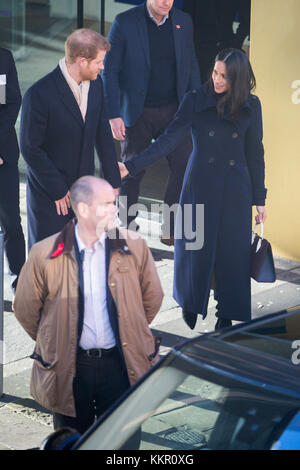 Prince Harry is greeting the crowd in Windsor, Britain, 18 May 2018 ...