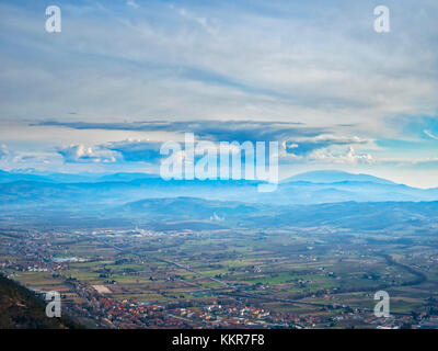 Subasio mountain (Umbria, Italy) in winter, covered by snow, with ...