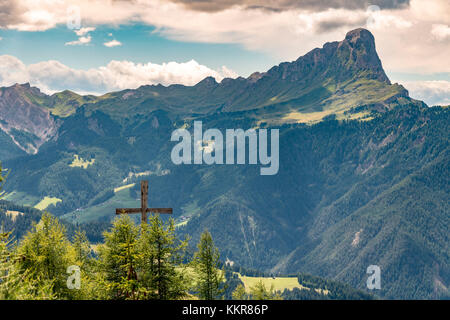 View from the 'Rît' peak. La Valle, Badia valley, South Tyrol, Italy ...