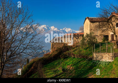 Dorio (Lecco, Lombardy, Italy) and the lake of Como (Lario) at summer ...