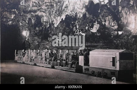 This postcard depicts the Postojna Cave train in Slovenia, which has ...