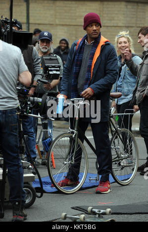 Will Smith on the set of Collateral Beauty Featuring: Will Smith Where ...